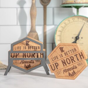 Life is Better up North Wood Coaster Set - Etsy