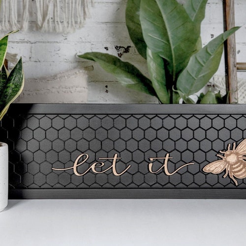 Let It Bee Wood Sign Bee Sign Honeycomb 3D Sign - Etsy
