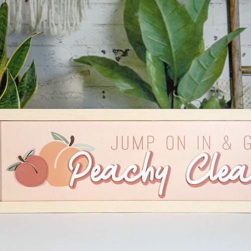 Peachy Sign Peachy Clean Wood Sign Bathroom Decor 3D | Etsy