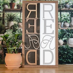 Read Letterpress Inspired Wood Sign | Book Lover | Gift for Readers ...