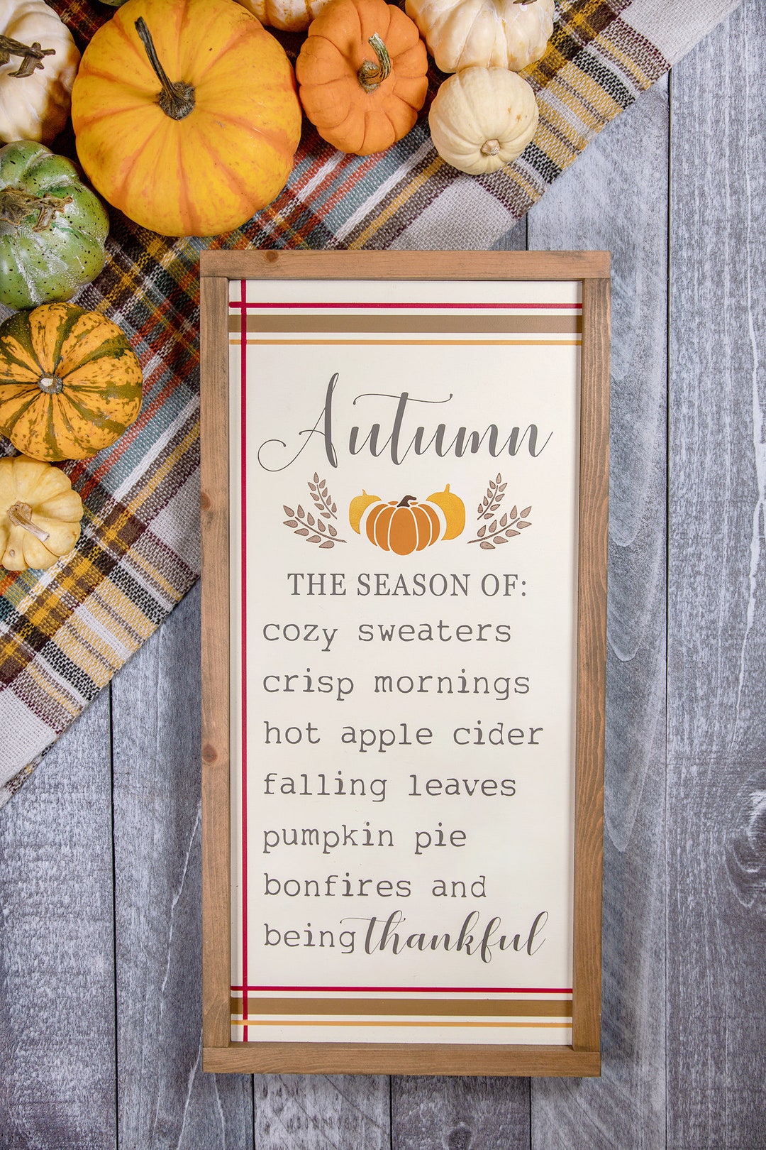 Autumn Wood Sign Seasons Wood Sign Thankful Thanksgiving Sign Seasonal ...