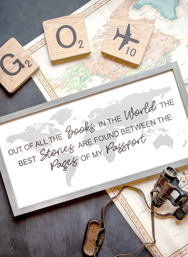 World Map Wood Sign | Travel Sign | Stories in Passport | Customize ...