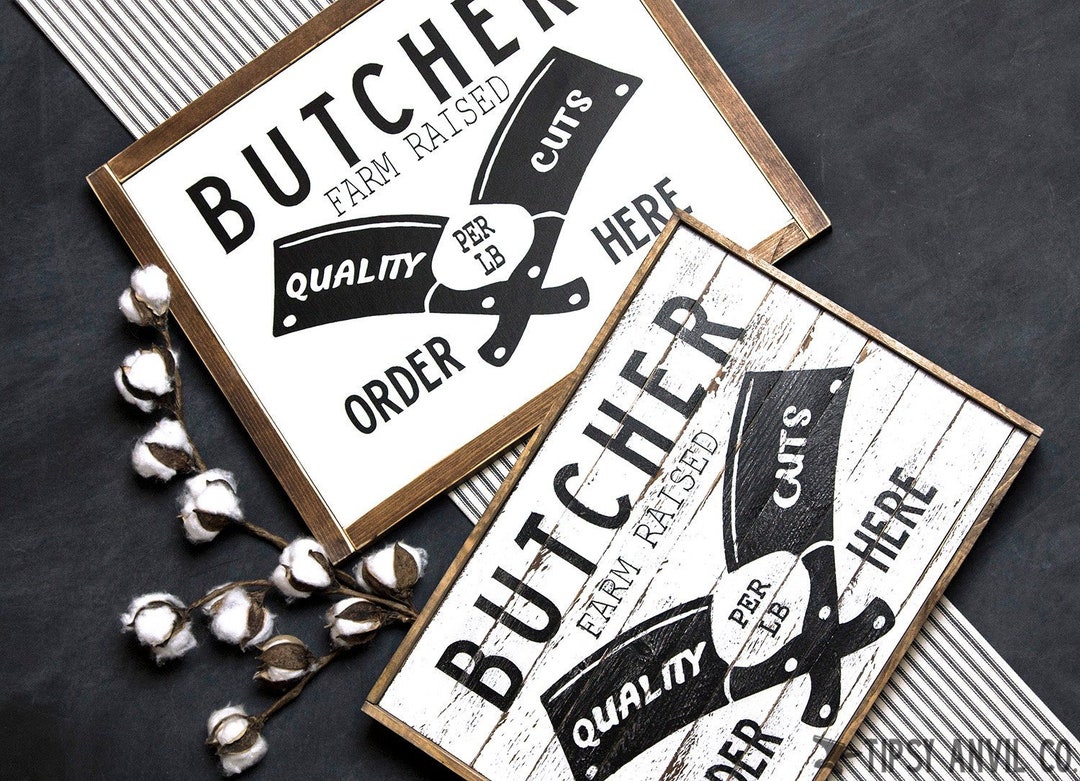 Butcher Wood Sign Kitchen Decor Butcher Cuts Customize Distressed ...