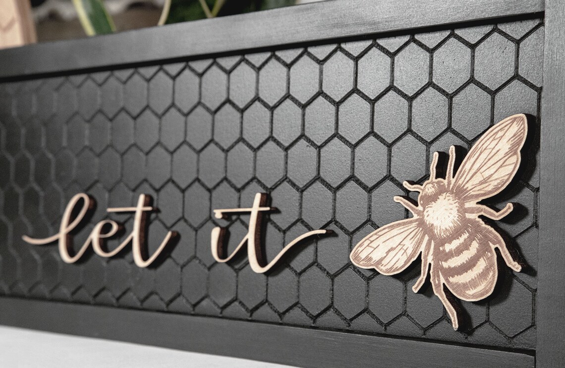 Let it Bee Wood Sign Bee Sign Honeycomb 3D Sign | Etsy
