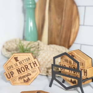 Life is Better up North Wood Coaster Set - Etsy