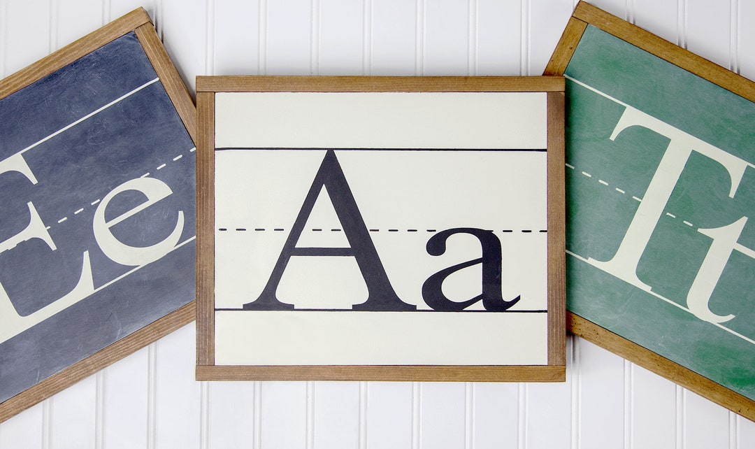 Alphabet Wood Sign Line Chart Chalkboard Wood Sign - Etsy