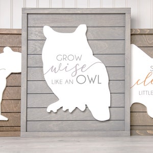 Woodland Nursery Wood Sign | Grow Wise Like an Owl Sign | Forest Decor ...