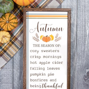 Autumn Wood Sign Seasons Wood Sign Thankful Thanksgiving Sign Seasonal ...
