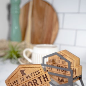 Life is Better up North Wood Coaster Set - Etsy