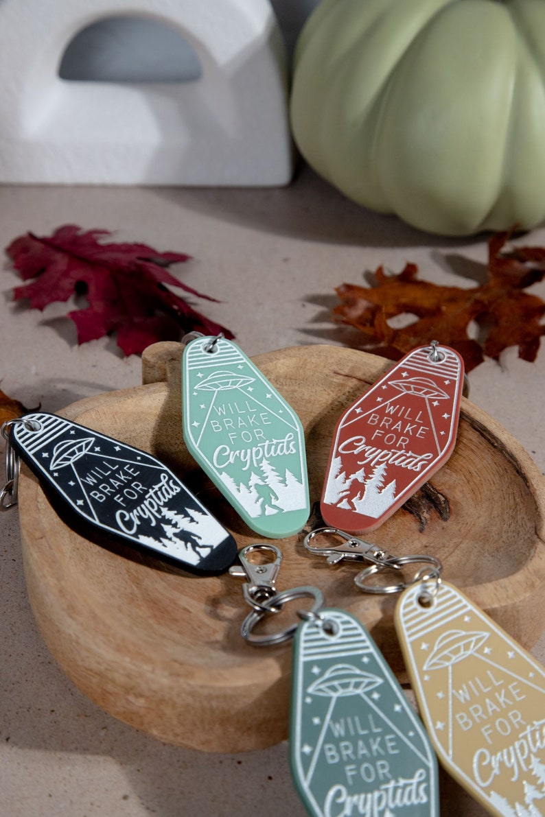 Will Brake for Cryptids Acrylic Retro Keychain Engraved - Etsy