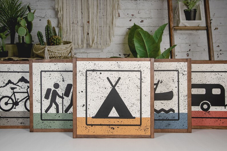 Park Recreational Sign Set Trailhead Outdoors Camping | Etsy