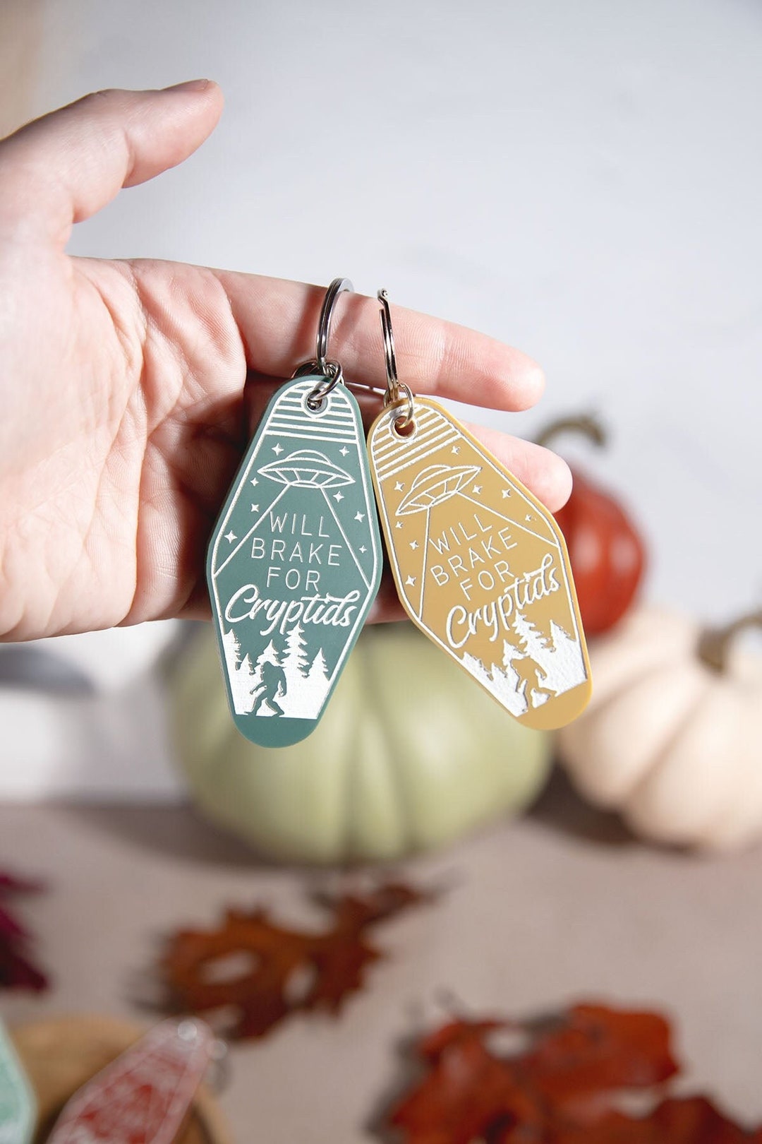 Will Brake for Cryptids Acrylic Retro Keychain | Engraved Keychain ...