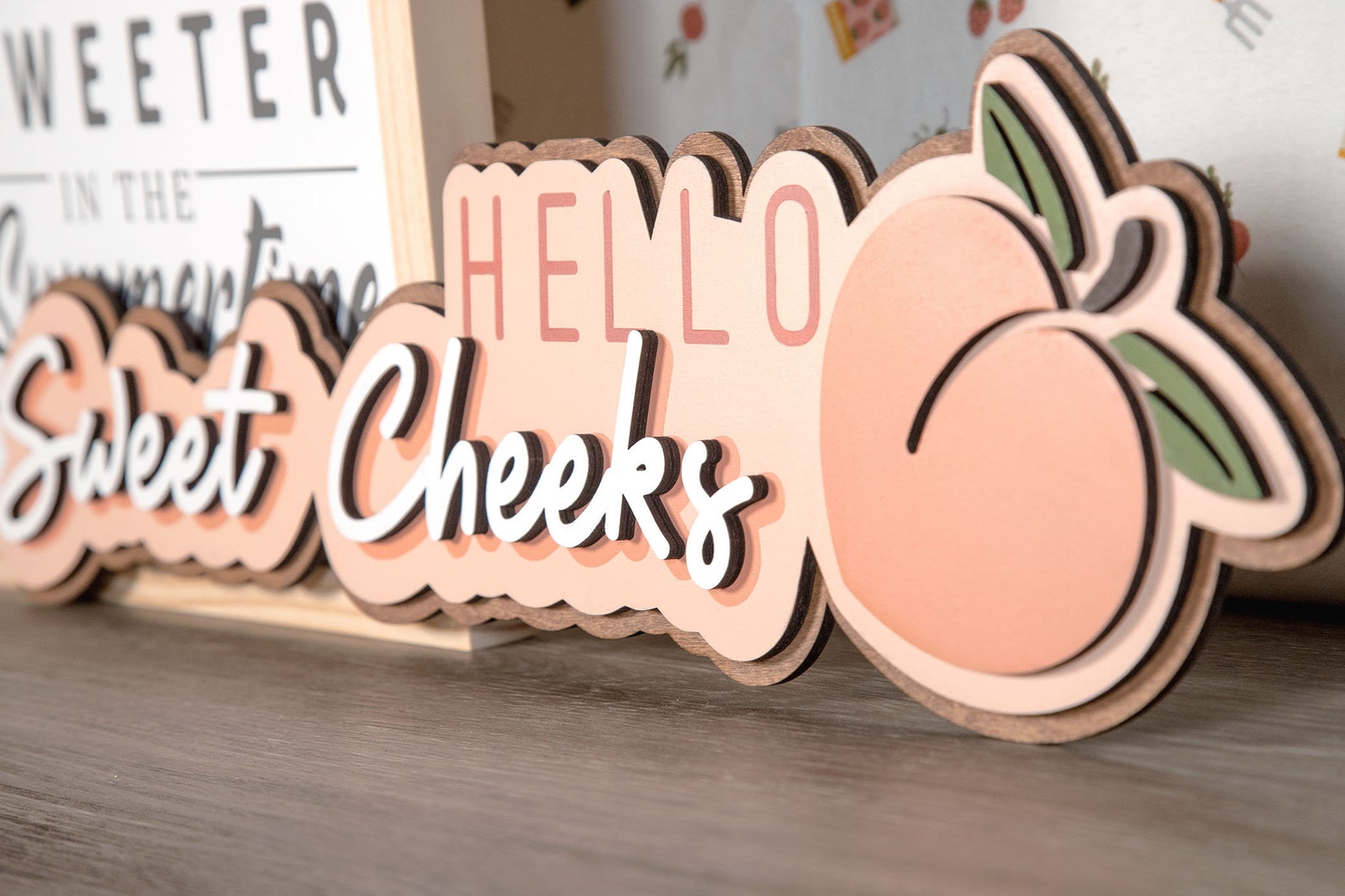 Hello Sweet Cheeks Sign Peaches Sign Bathroom Humor | Etsy
