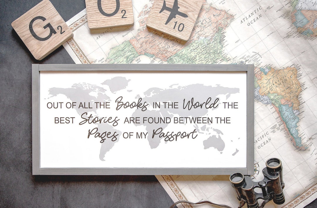 World Map Wood Sign | Travel Sign | Stories in Passport | Customize ...