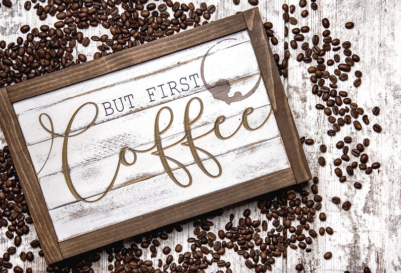 But First Coffee Wood Sign | Engraved Sign | Kitchen Decor | Farmhouse ...