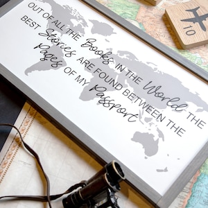 World Map Wood Sign | Travel Sign | Stories in Passport | Customize ...
