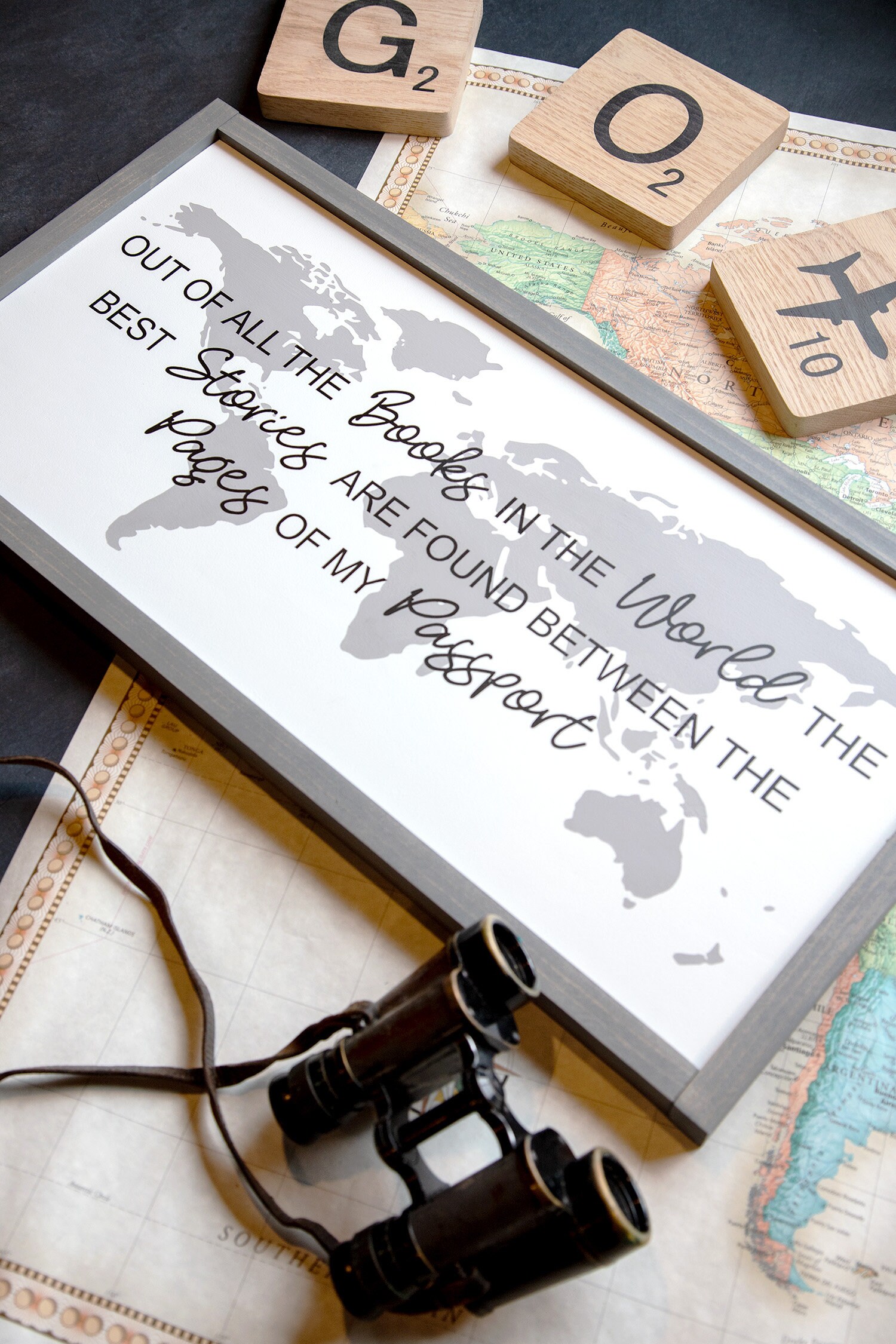 World Map Wood Sign | Travel Sign | Stories in Passport | Customize ...