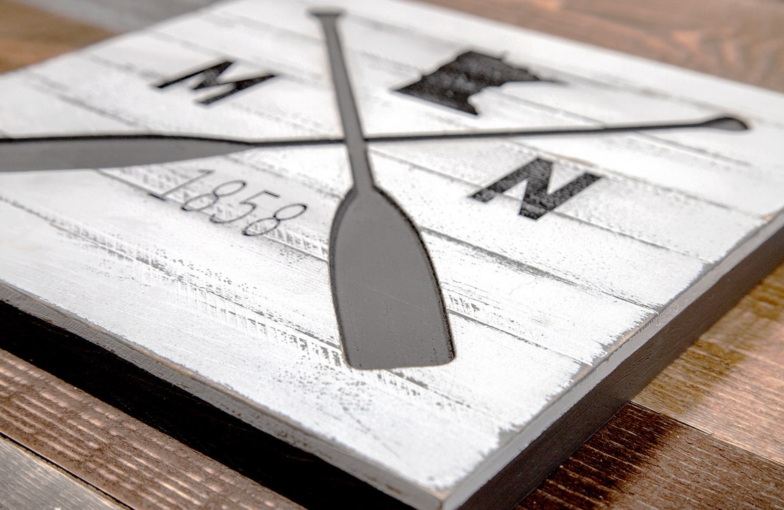 Minnesota Wood Sign Paddle Sign Custom Engraved 3D | Etsy