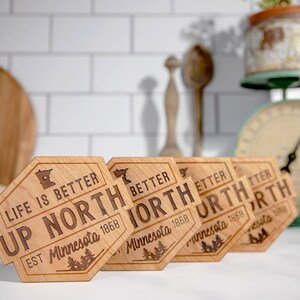 Life is Better up North Wood Coaster Set - Etsy