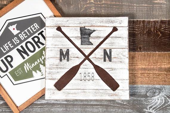 Minnesota Wood Sign Paddle Sign Custom Engraved 3D | Etsy