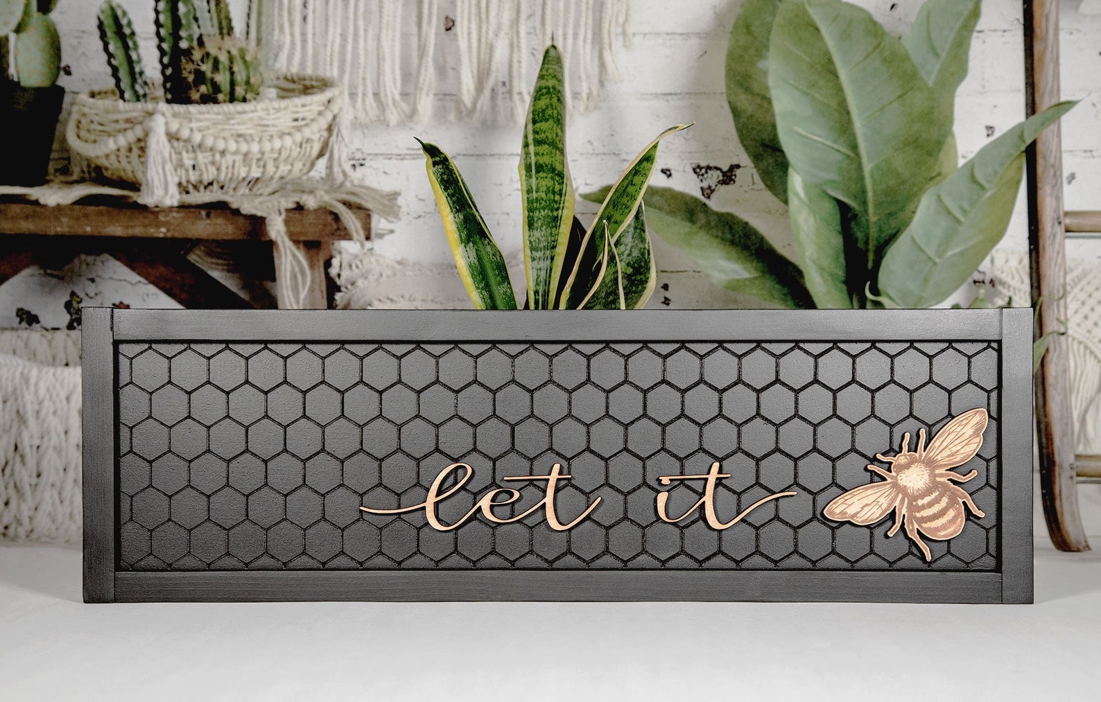 Let It Bee Wood Sign Bee Sign Honeycomb 3D Sign - Etsy
