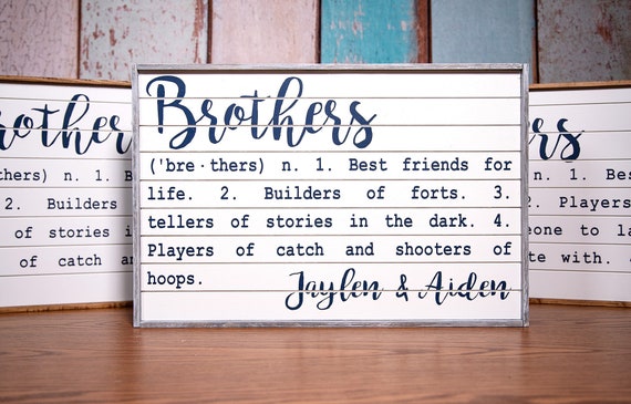 Brother Definition Wood Sign Custom Names Shiplap Sign | Etsy