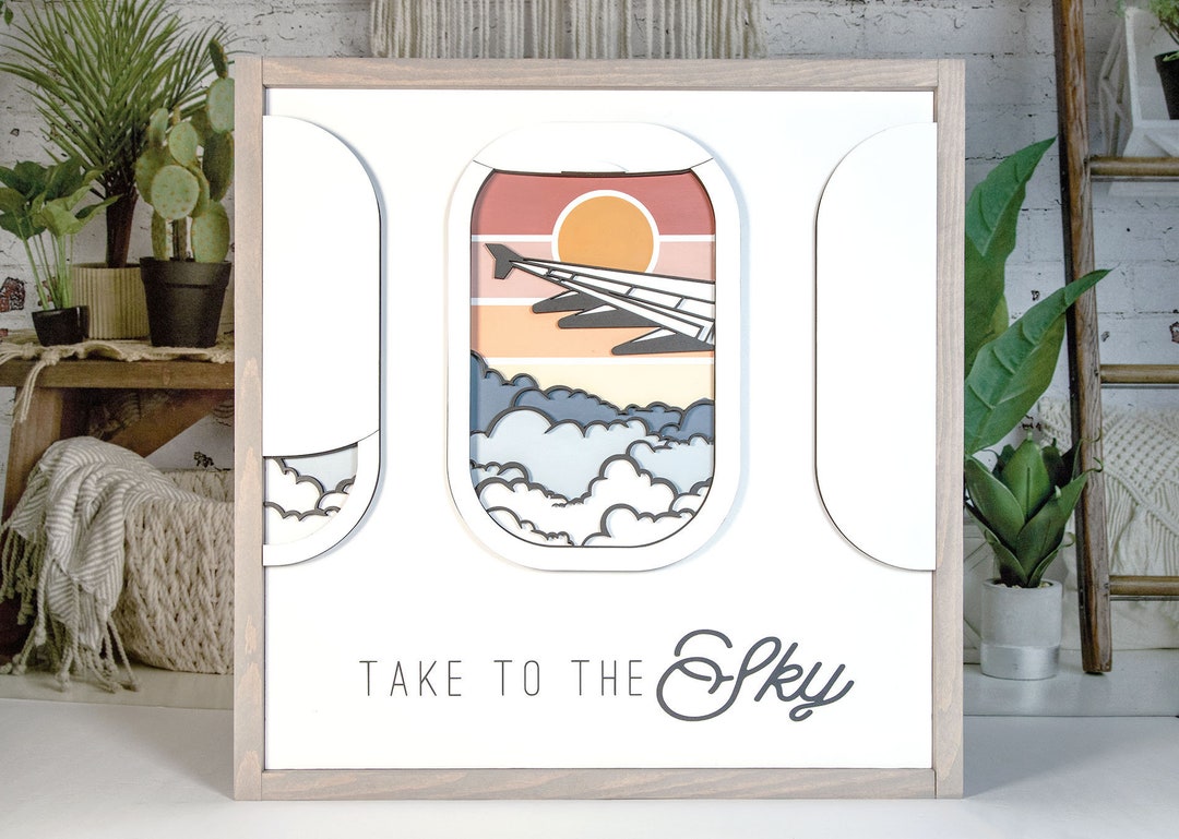 Take to the Sky Sign | Travel Wood Sign | Airplane | Wanderlust | 3D ...