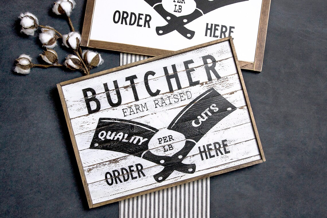 Butcher Wood Sign Kitchen Decor Butcher Cuts Customize | Etsy