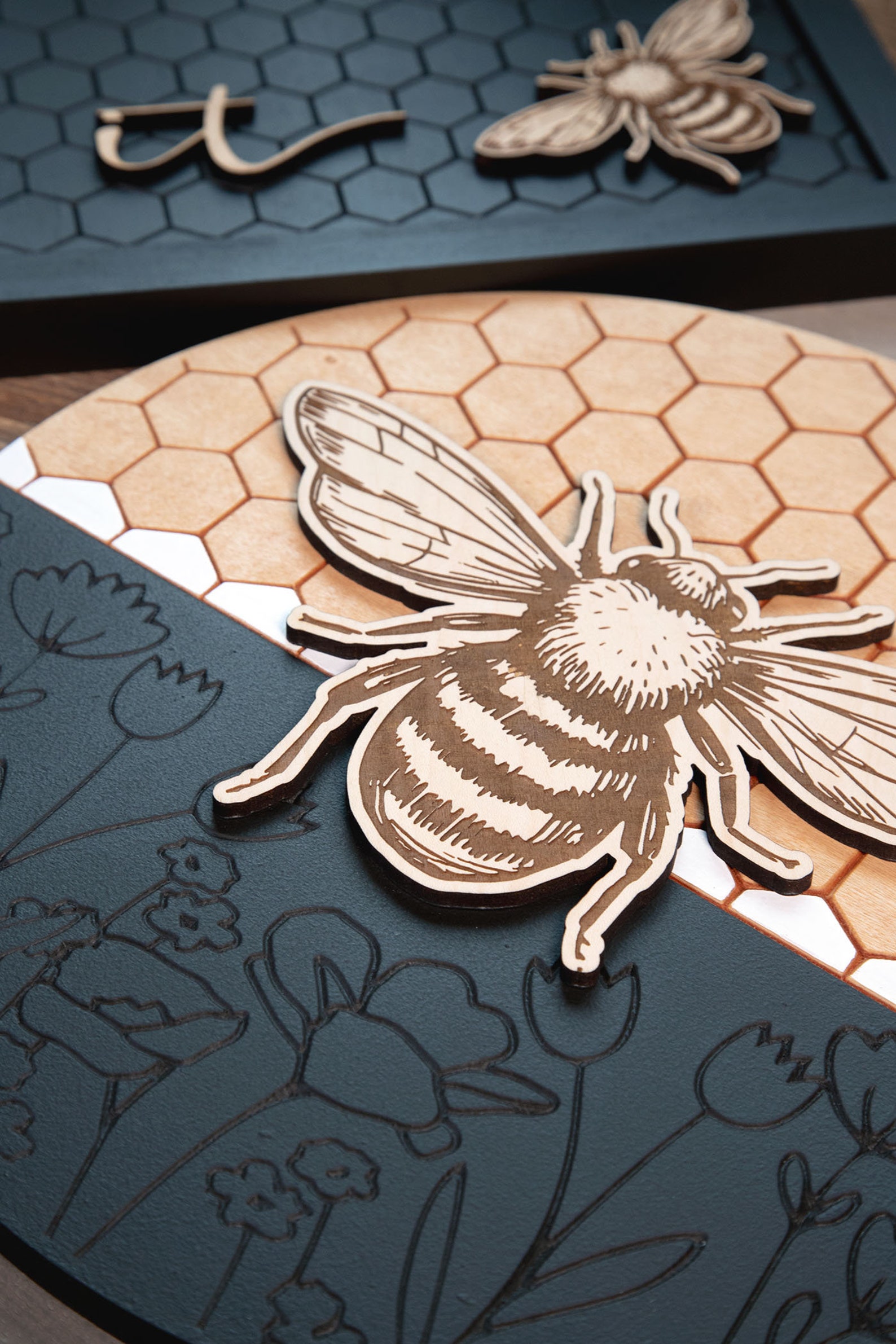 Bee Wood Sign | Honeycomb Sign | Spring | Round Sign | Save Bees | Boho ...