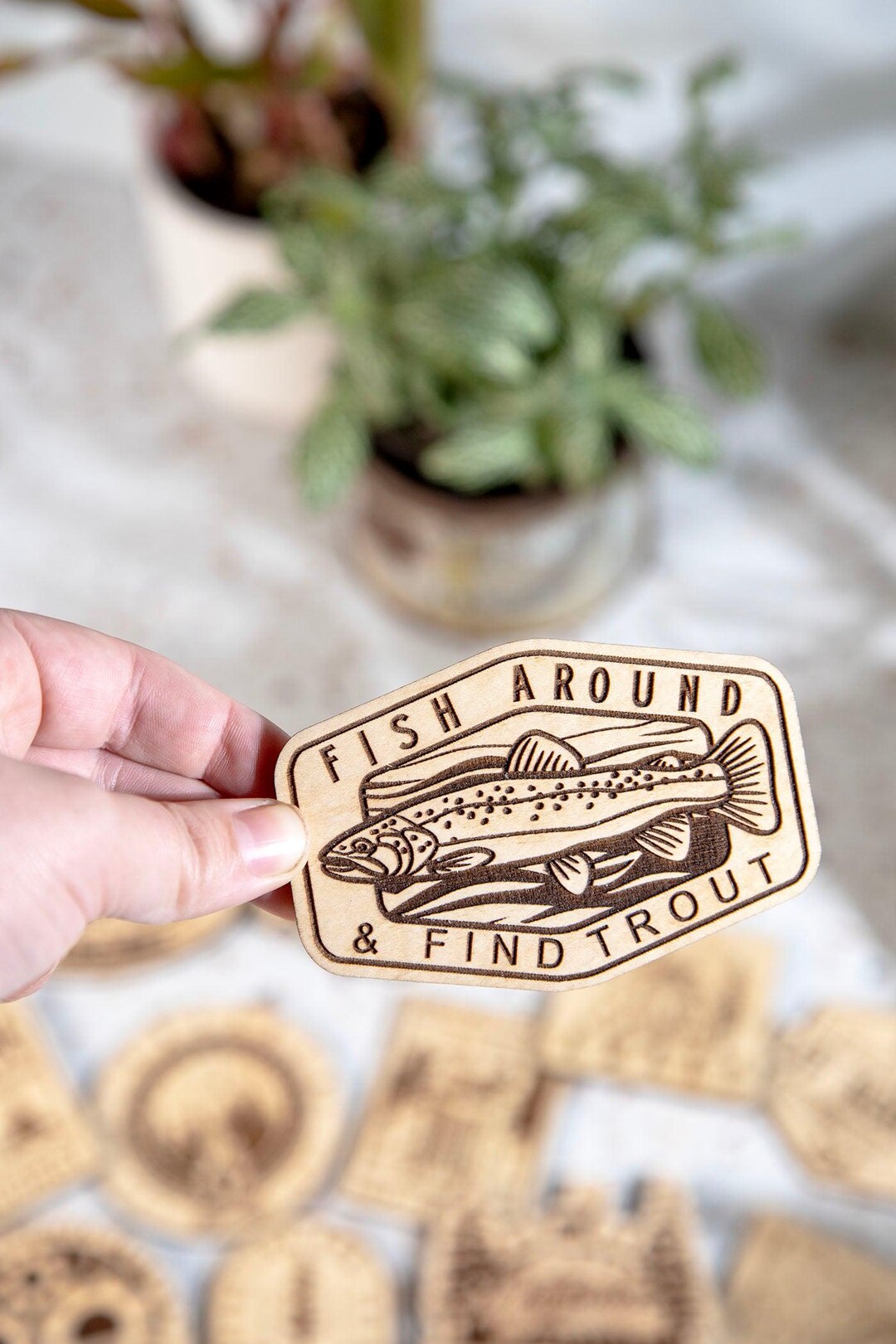 Fish Around & Find Trout Wood Magnet - Etsy