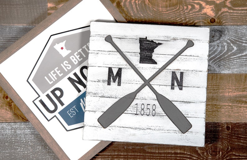 Minnesota Wood Sign Paddle Sign Custom Engraved 3D | Etsy