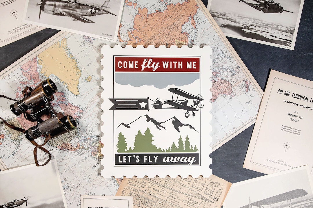 Come Fly With Me Wood Sign | Stamp Sign | Travel | Lets Fly Away | Home ...