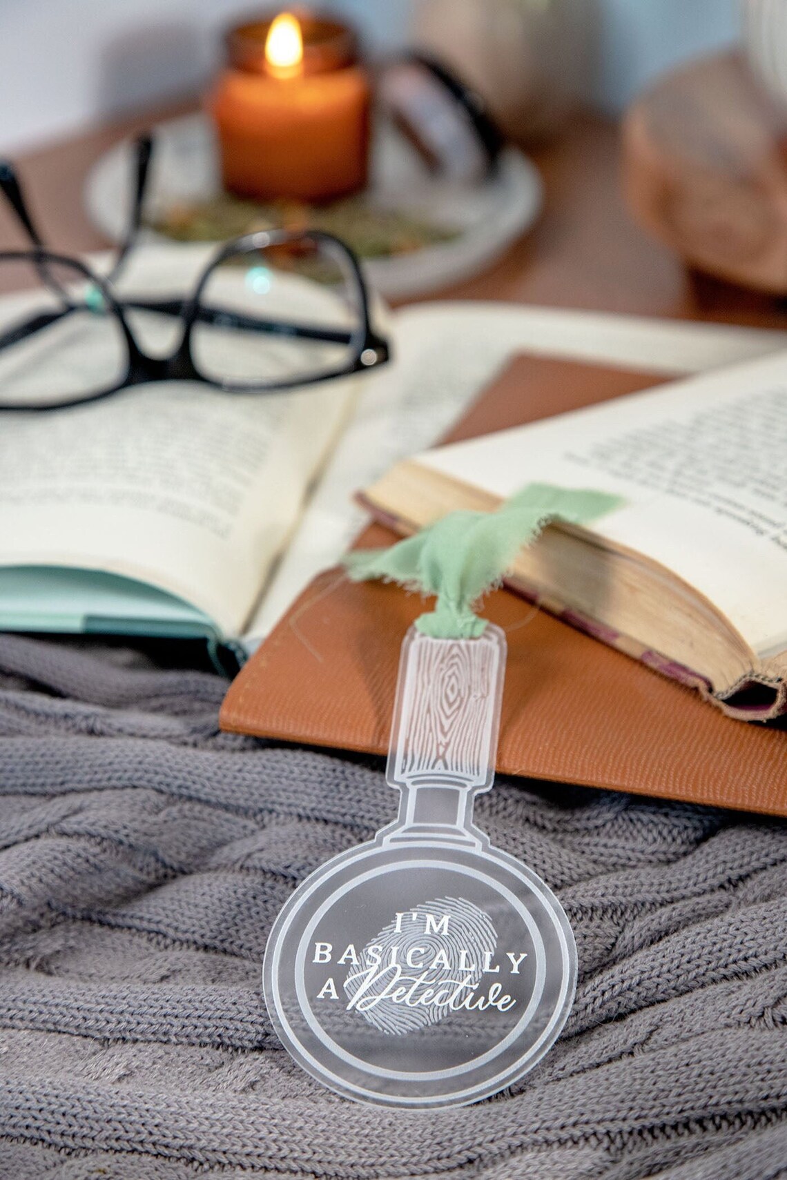 I'm Basically a Detective Etched Acrylic Bookmark - Etsy