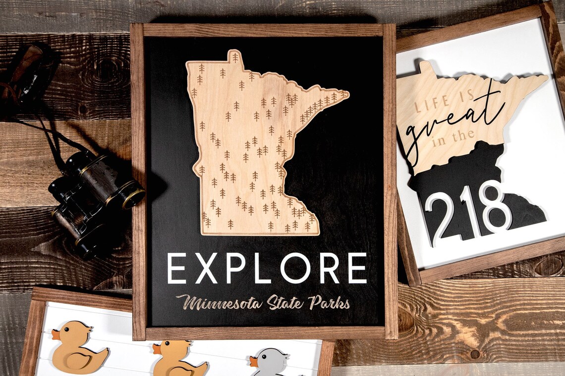 Minnesota State Park Sign Explore Sign Engraved 3D Hike - Etsy