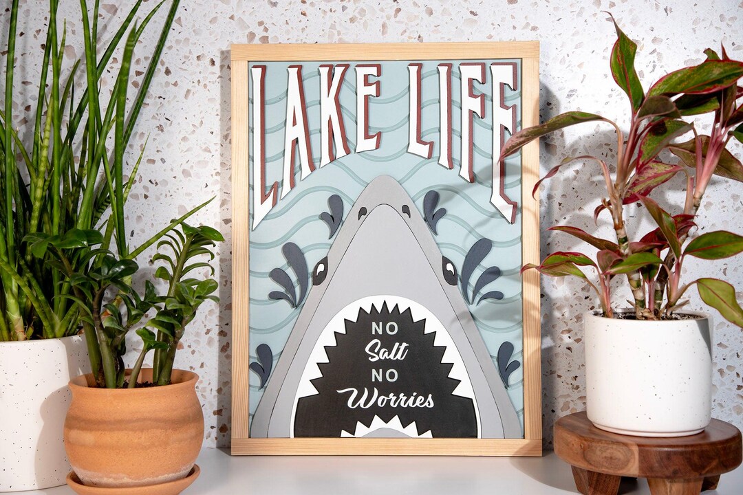 Lake Life No Salt No Worries Sign | Beach Days | Coastal Style | Funny ...