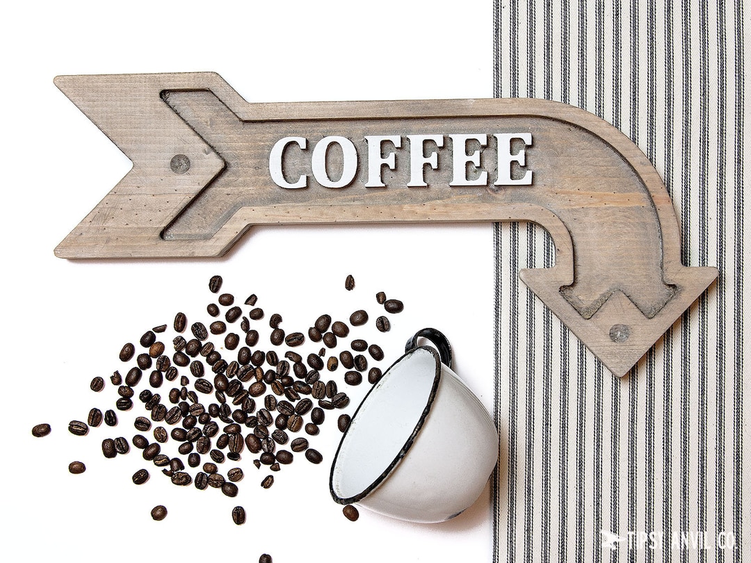 Coffee Arrow Wood Sign | Engraved Sign | 3D Sign | Kitchen Decor ...