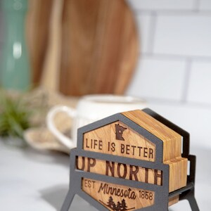 Life is Better up North Wood Coaster Set - Etsy