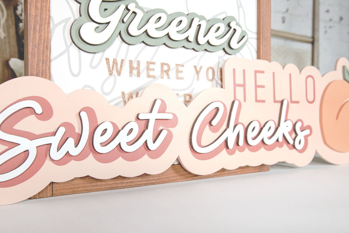 Hello Sweet Cheeks Sign Peaches Sign Bathroom Humor | Etsy