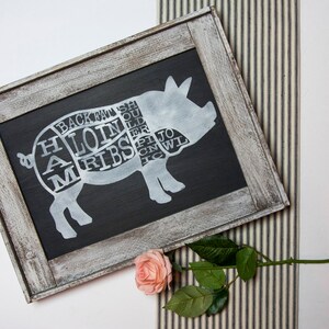 Pig Wood Sign | Butcher Cuts | Farmhouse | Distressed | Chalkboard ...