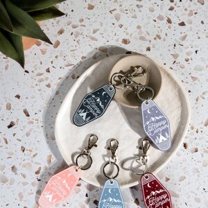Happy Camper Acrylic Retro Keychain | Outdoor Engraved Keychain ...