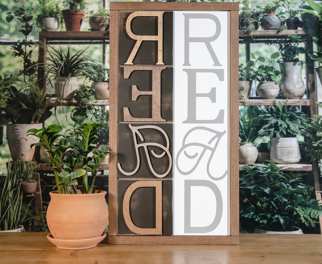 Read Letterpress Inspired Wood Sign | Book Lover | Gift for Readers ...
