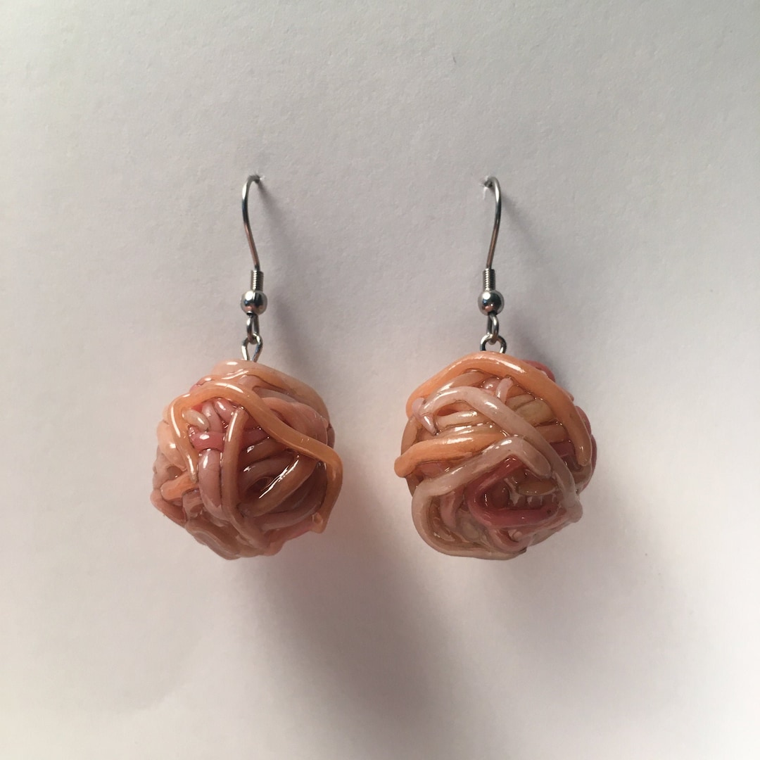 Writhing Ball of Worms Earrings - Realistic Slimy Worm Polymer Clay ...