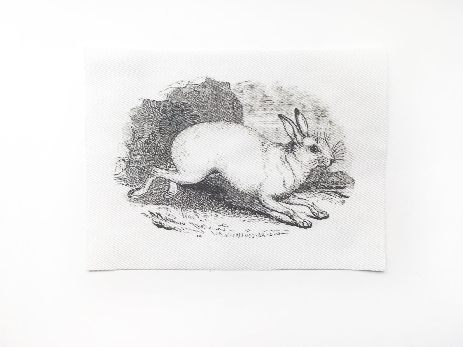 CLOSEOUT: White Rabbit Sew on Patch Vintage Rabbit Illustration Black ...