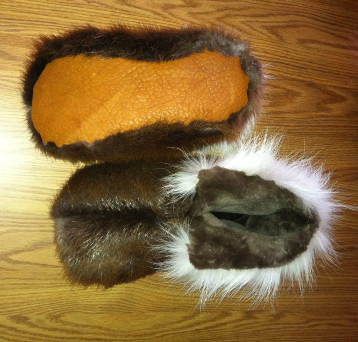 Beaver slippers with plucked and sheared beaver lining | Etsy