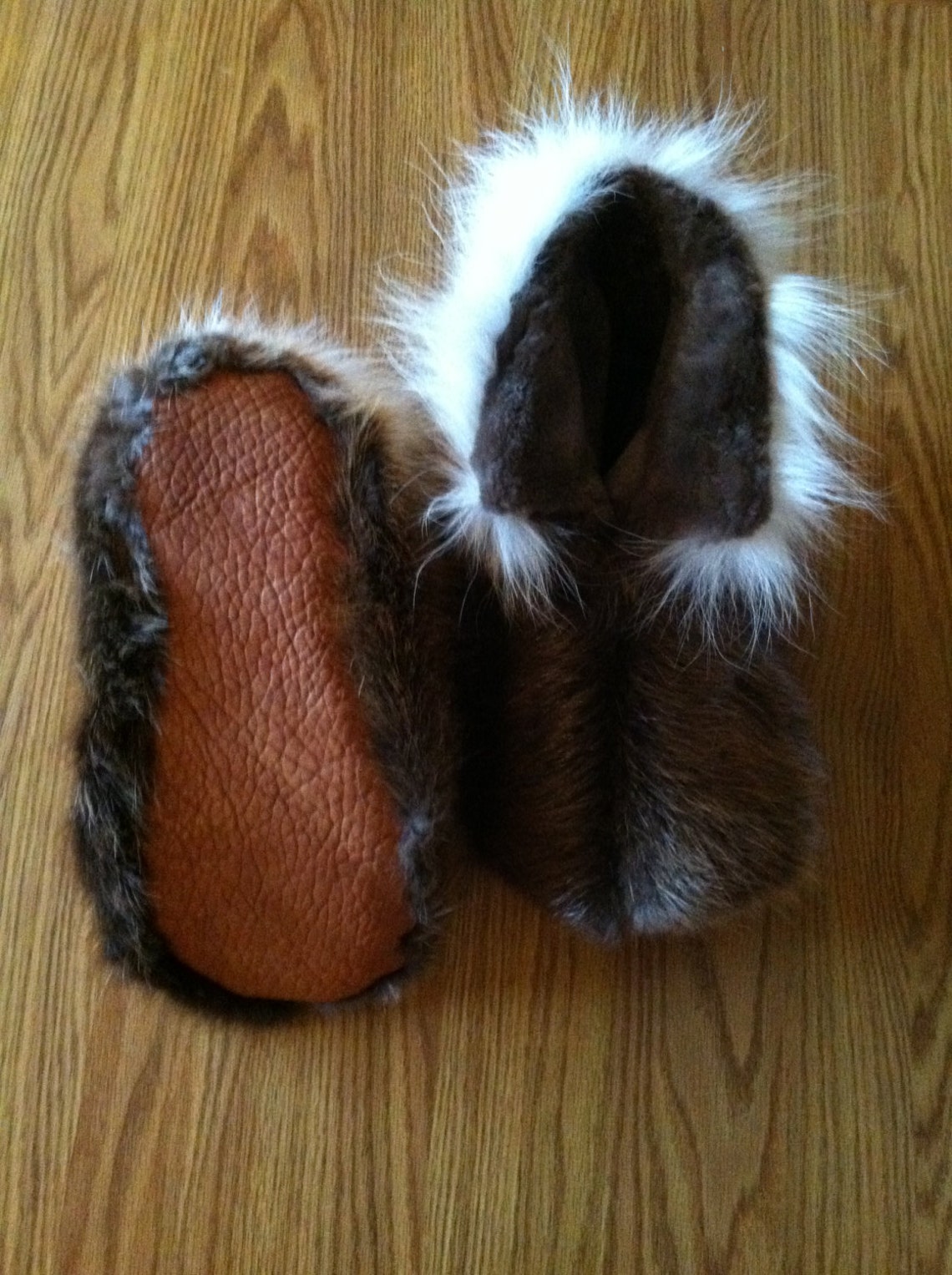 Beaver slippers with plucked and sheared beaver lining | Etsy