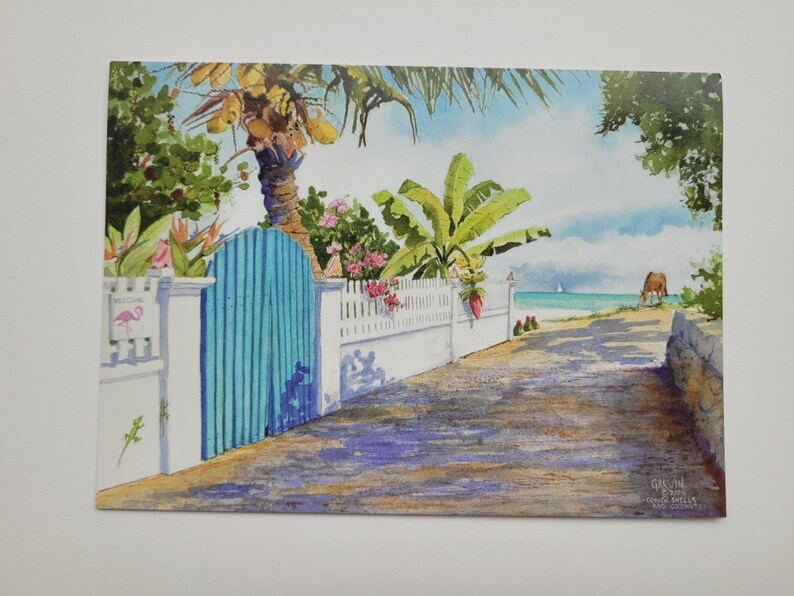 Conch Shells and Coconuts, Tropical Watercolor Print by Carol Garvin ...