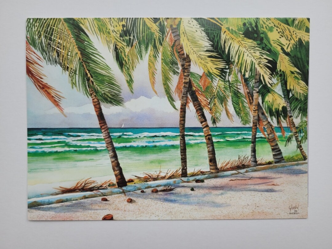 Beach Road, Tropical Watercolor Print by Carol Garvin, 8"x10" Double ...
