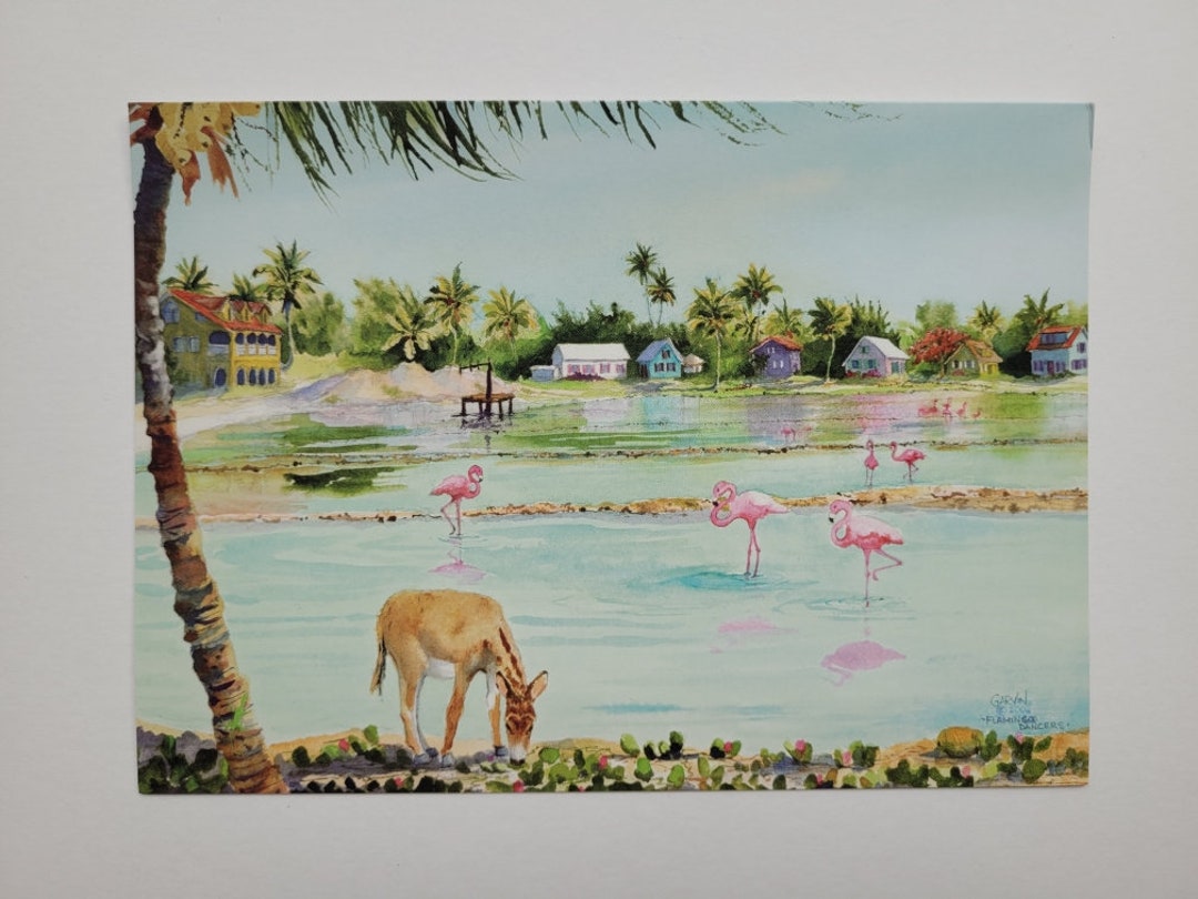 Flamingo Dancers, Tropical Watercolor Print by Carol Garvin - Etsy