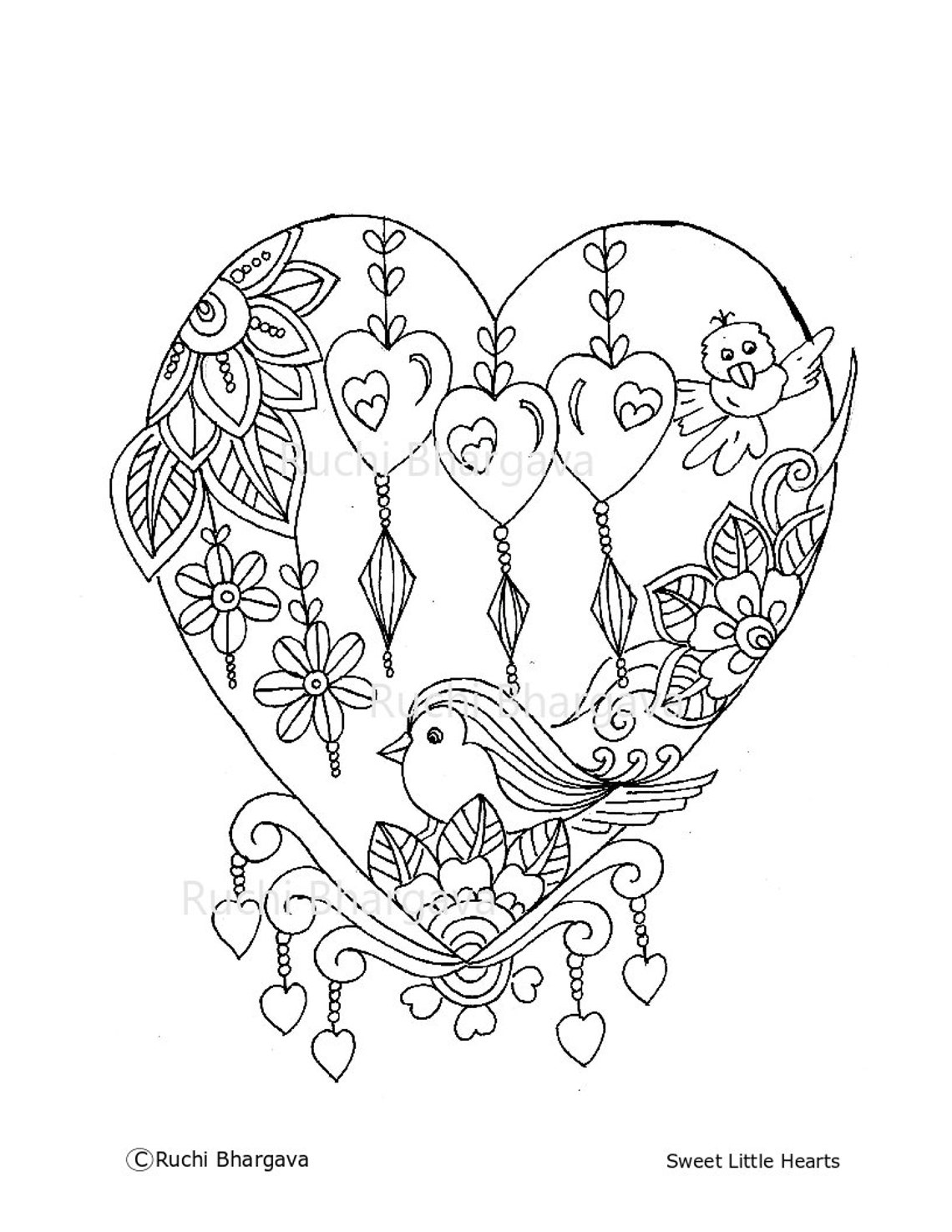Sweet Little Hearts-coloring Book Pdf Format - Etsy