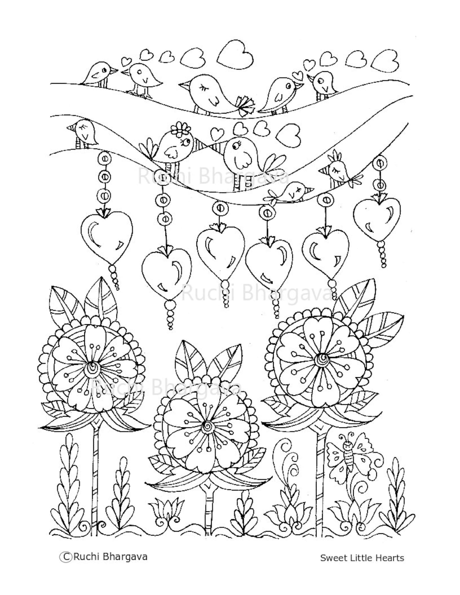 Sweet Little Hearts-coloring Book Pdf Format - Etsy